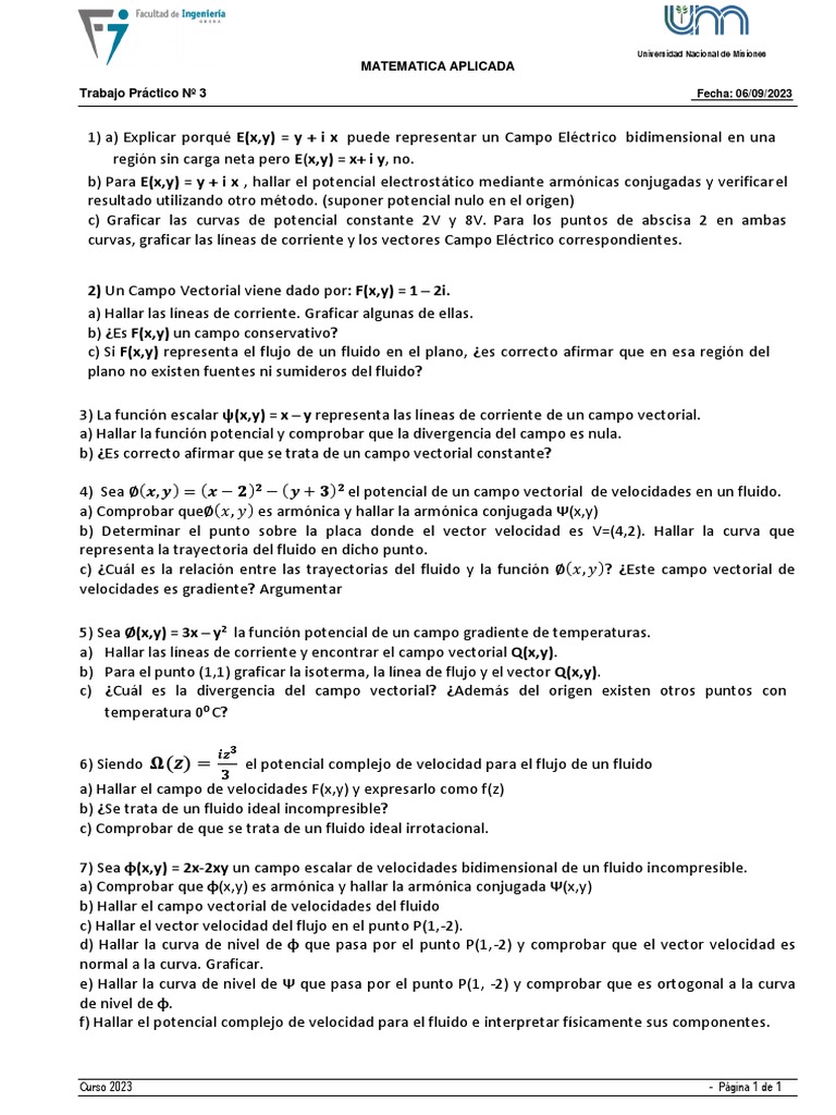 TP #3 - Campos Vectoriales 2023 | PDF | Vector Euclidiano | Degradado