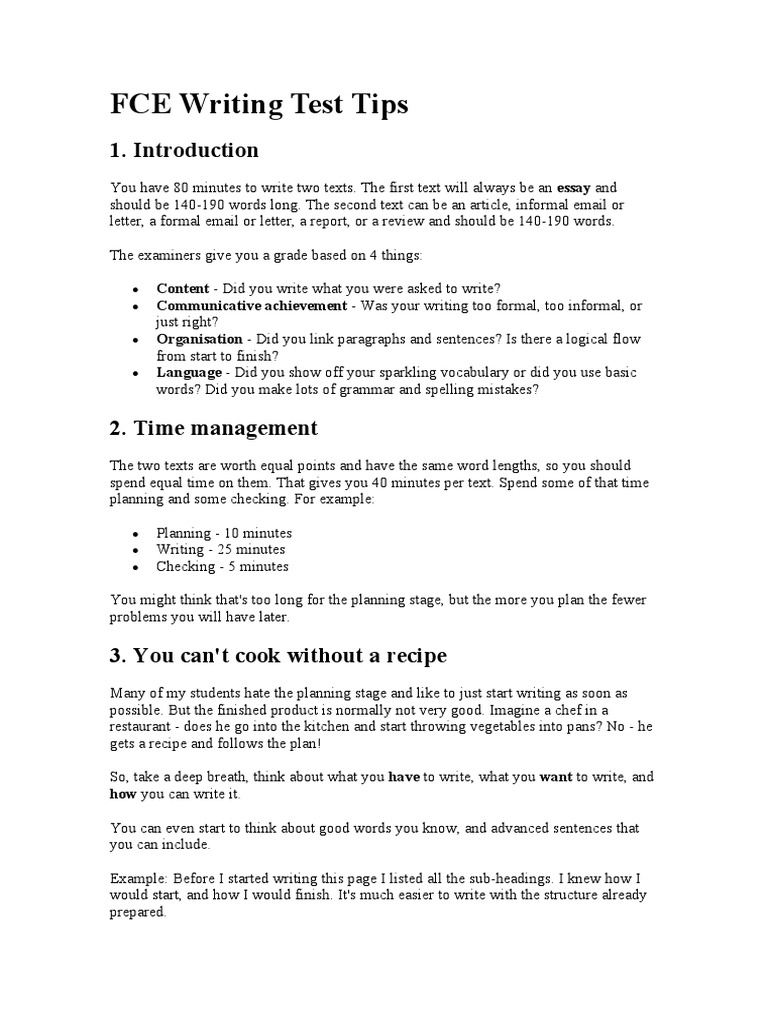 Fce Writing Tips | PDF