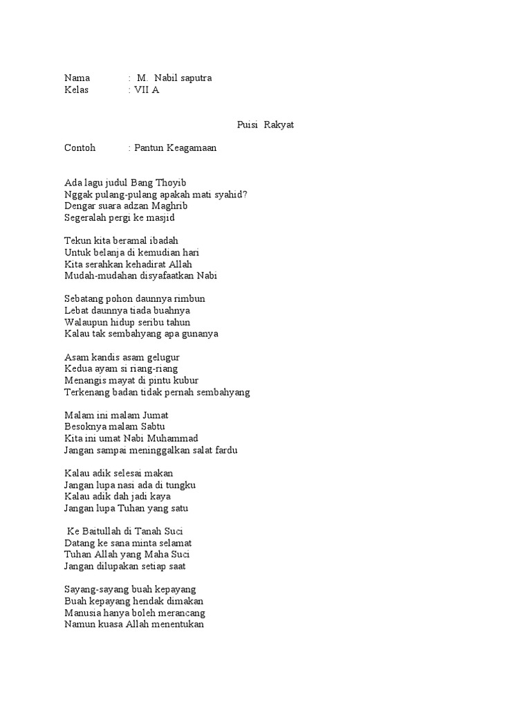 Puisi Rakyat Fadil | PDF