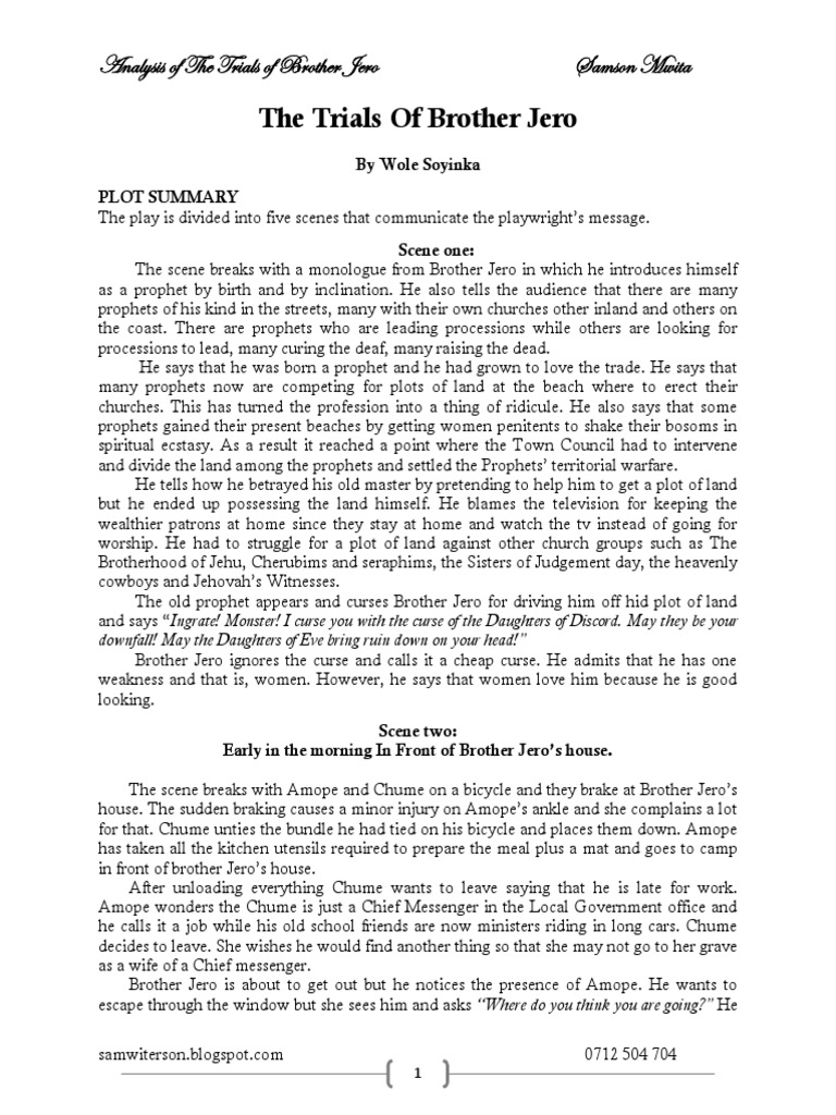 The Trials of Brother Jero | PDF | Prayer | Irony