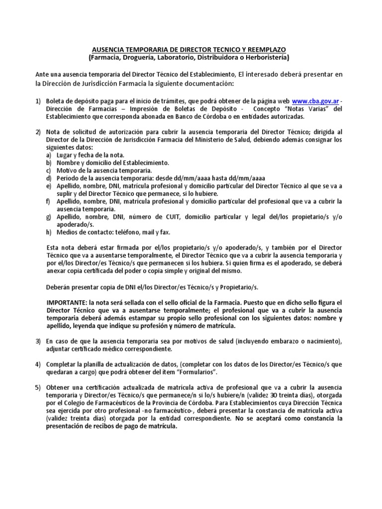 Procedimiento para Reemplazo de Director Técnico | PDF | Negocios ...