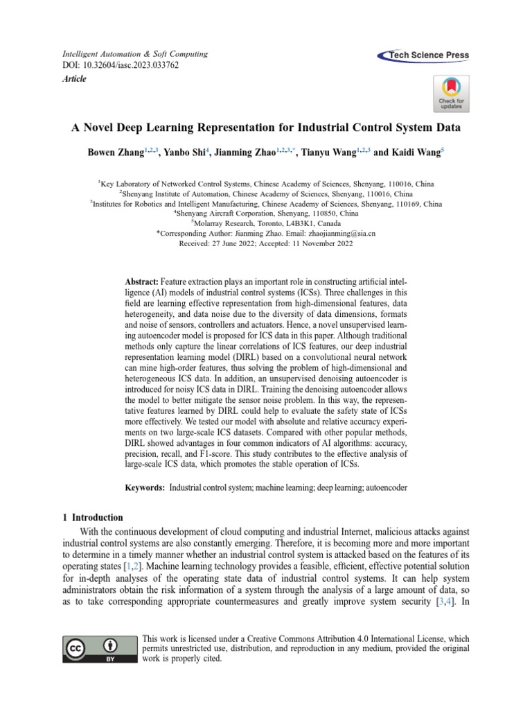 A Novel Deep Learning Representation For Industrial Control System Data | PDF | Receiver ...