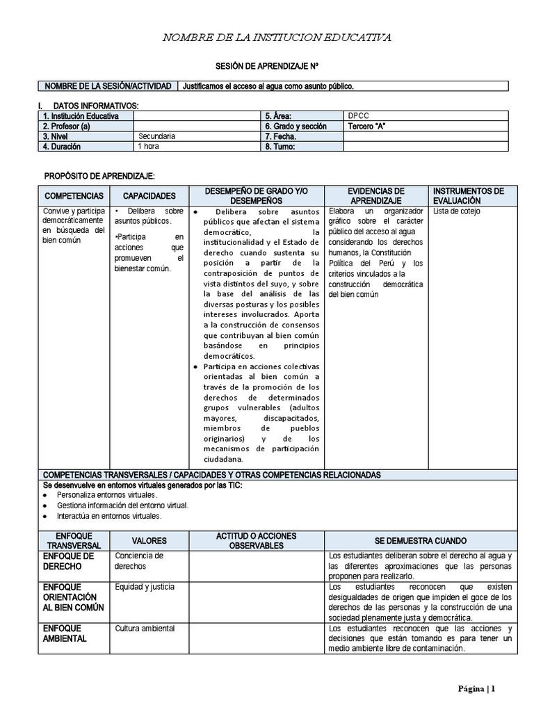 Sesión DPCC 3° Actv. 03 | Descargar gratis PDF | Aprendizaje | Democracia