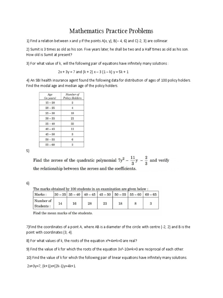 Mathematics Practice Problems | PDF | Equations | Zero Of A Function