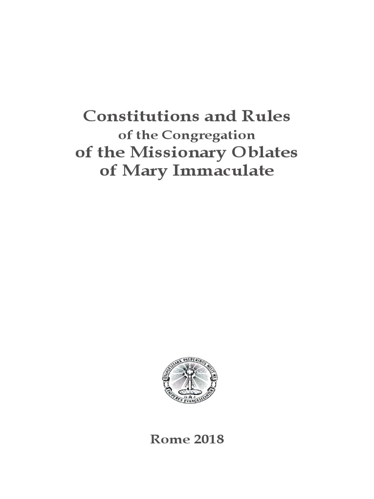 Oblate Constitutions and Rules 2018 | PDF | Jesus | Christian Mission