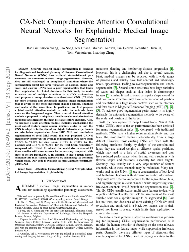 CA Net | PDF | Image Segmentation | Attention