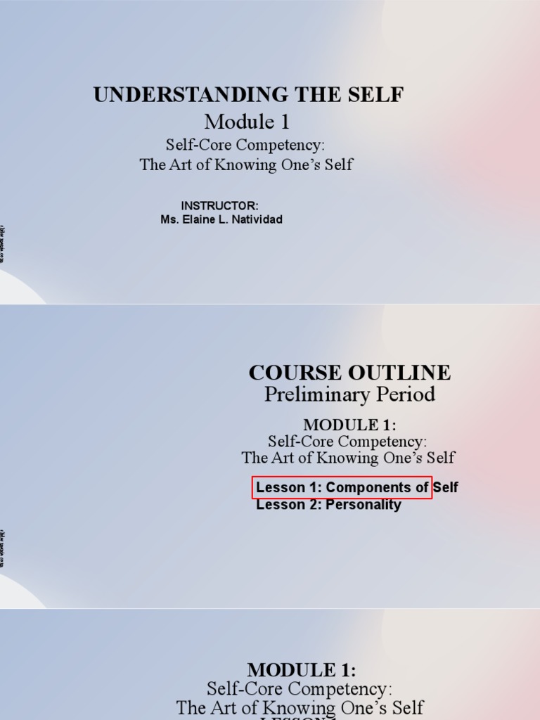 UTS PPT Module 1 Lesson1 Self-Core Competency | PDF | Self Concept ...