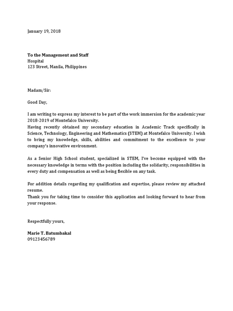 Sample Application Letter | PDF