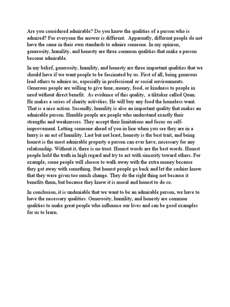 Write An Analysis Essay About The Qualities That Make A Person ...