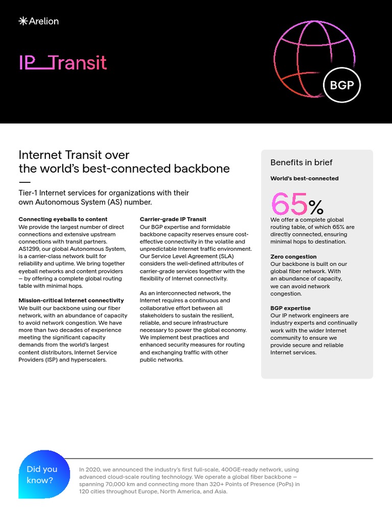 IP Transit: Benefits & Global Connectivity | PDF | Computer Network ...