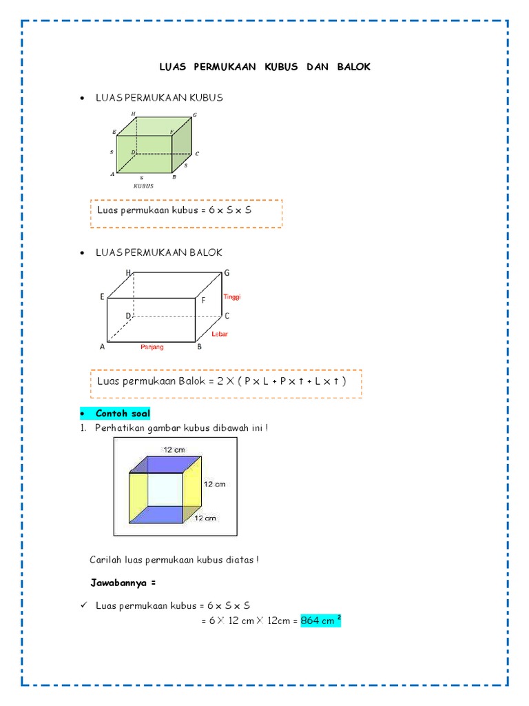 Materi MTK Luas Permukaan Kubus Balok KLS 6.3 | PDF | Metode & Bahan Ajar | Griya & Taman