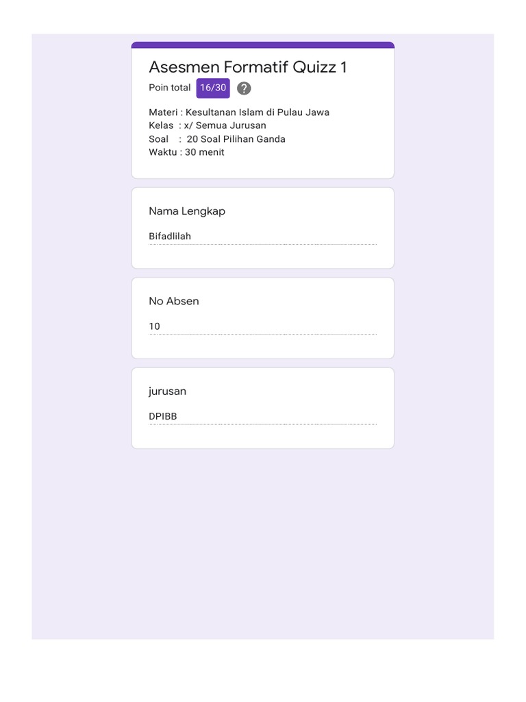 Asesmen Formatif Quizz 1 | PDF