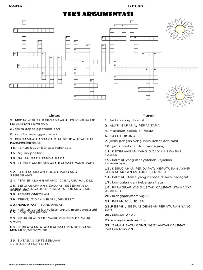 TEKS ARGUMENTASI - Lab Teka Teki Silang | PDF