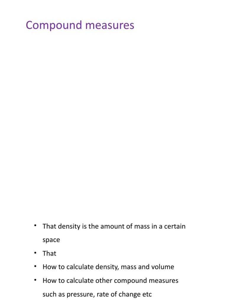 2.1 Compound Measures | PDF | Density | Volume