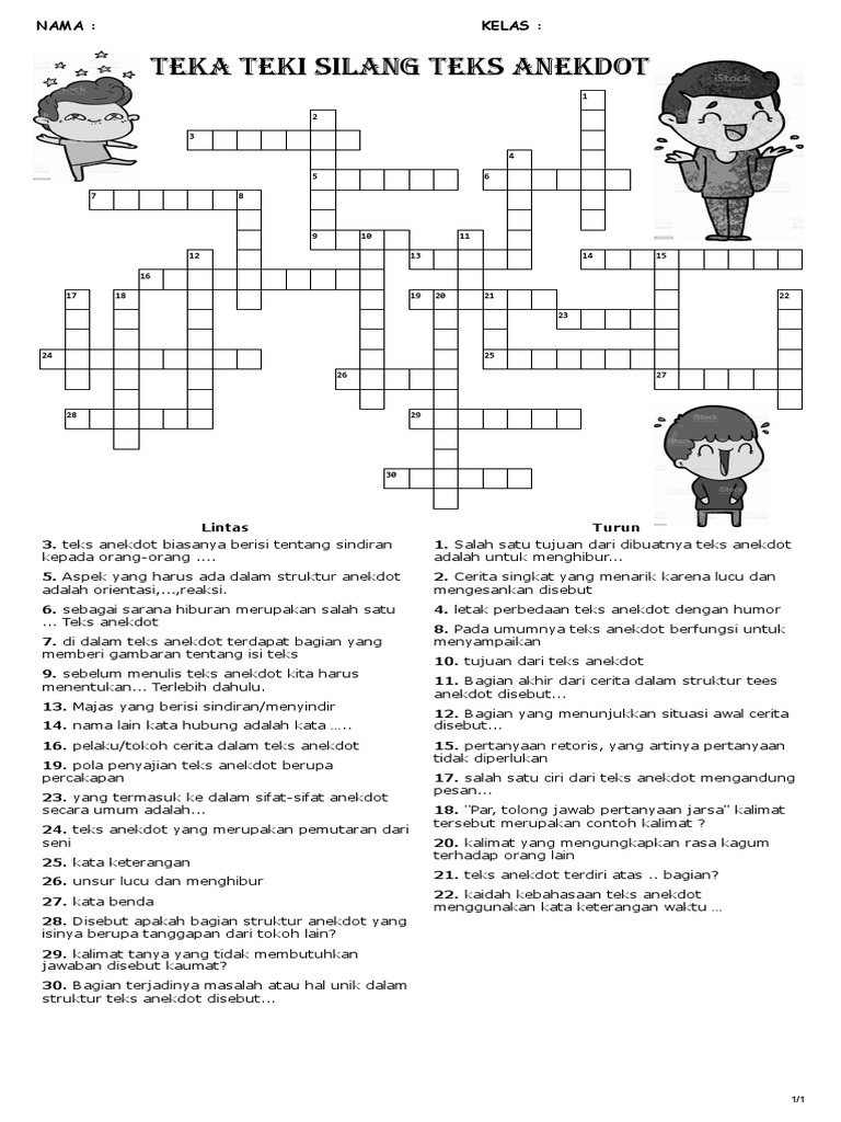 Teka Teki Silang Teks Anekdot | PDF