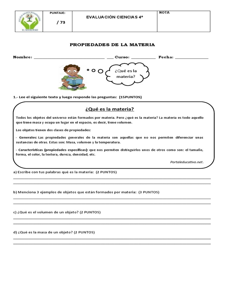 Prueba de La Materia | Descargar gratis PDF | Importar | Gases