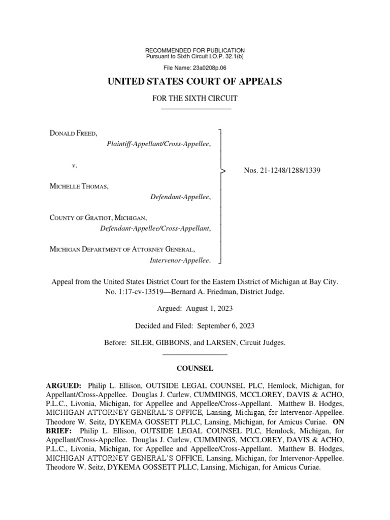 Freed v. Thomas, No. 21-1248 (6th Cir. Sep. 6, 2023) | PDF ...