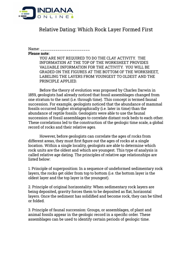 Principles of Relative Age Dating | PDF | Geology | Rock (Geology)