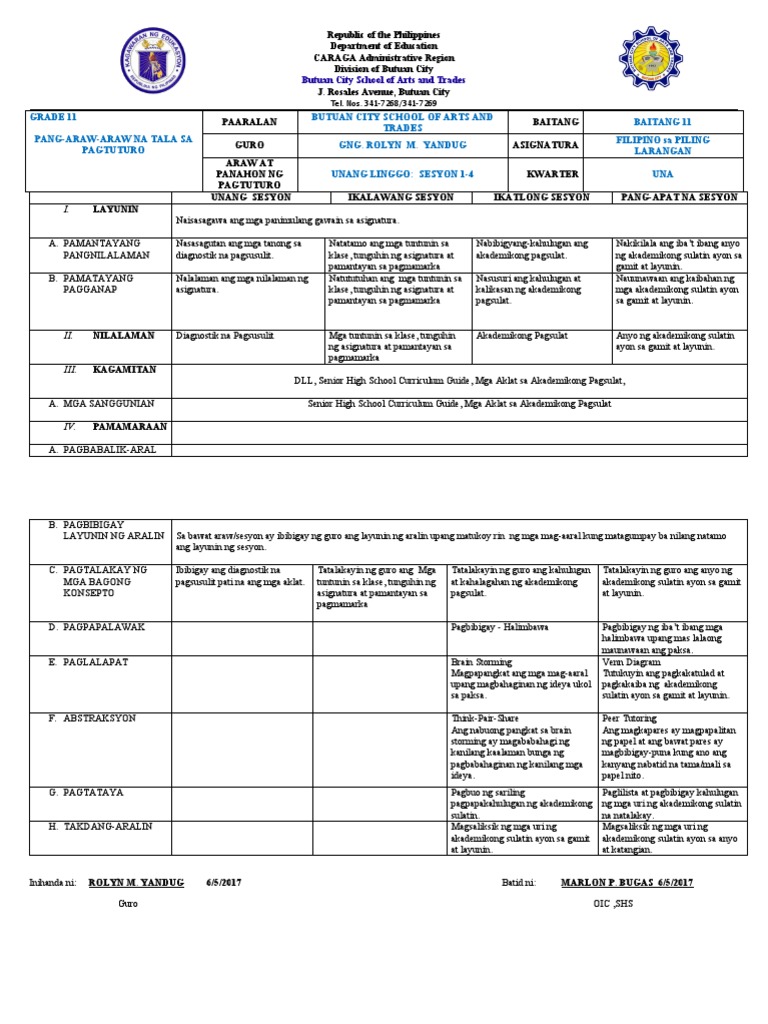 DLL Filipino Sa Piling Larang Tech Voc | PDF