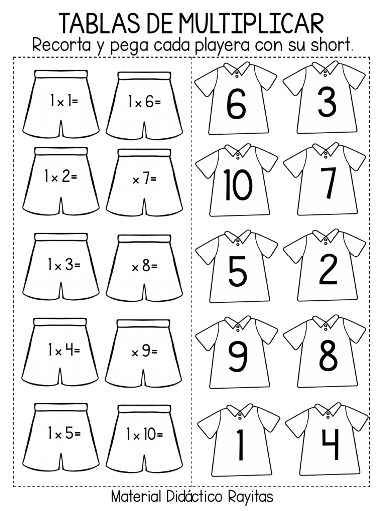 Tablas de Multiplicar Playeras | PDF