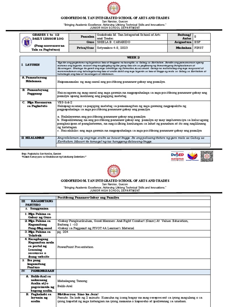 DLL Esp8 Q1W2. | PDF
