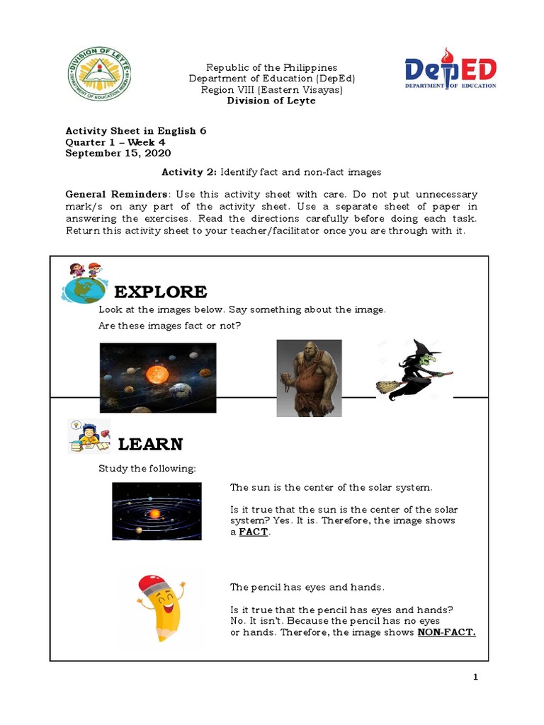 SELF LEARNING MODULESEnglish 6-WEEK4-day-2 FACT VS. NON FACT | PDF | Tiger