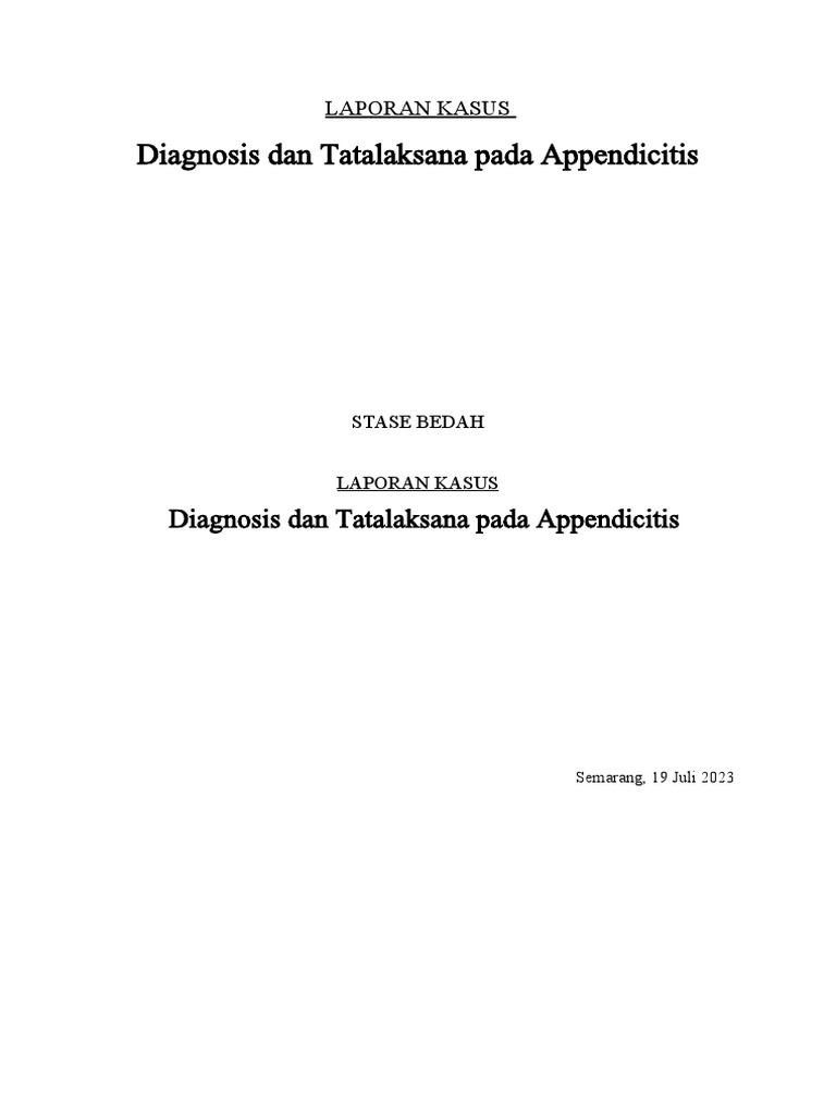 APPENDICITIS (Laporan Kasus) | PDF