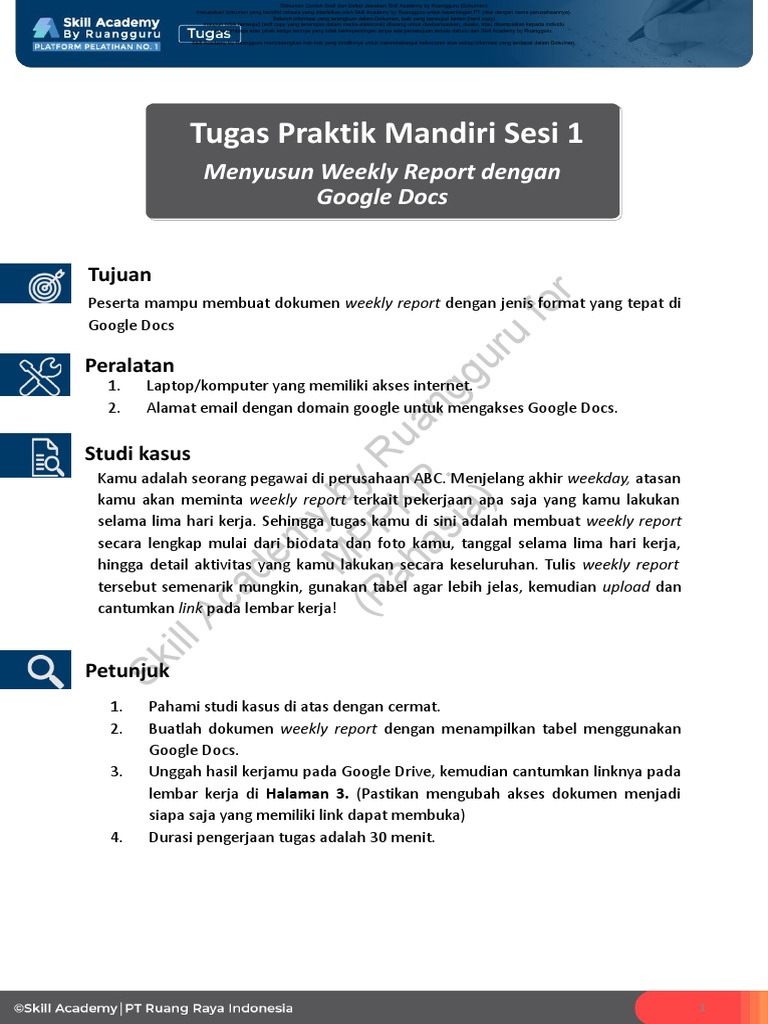 TPM 1 Menyusun Weekly Report Dengan Google Docs - | PDF