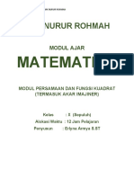 Modul Ajar Matematika - Modul Ajar Persamaan Dan Fungsi Kuadrat - Fase E | PDF