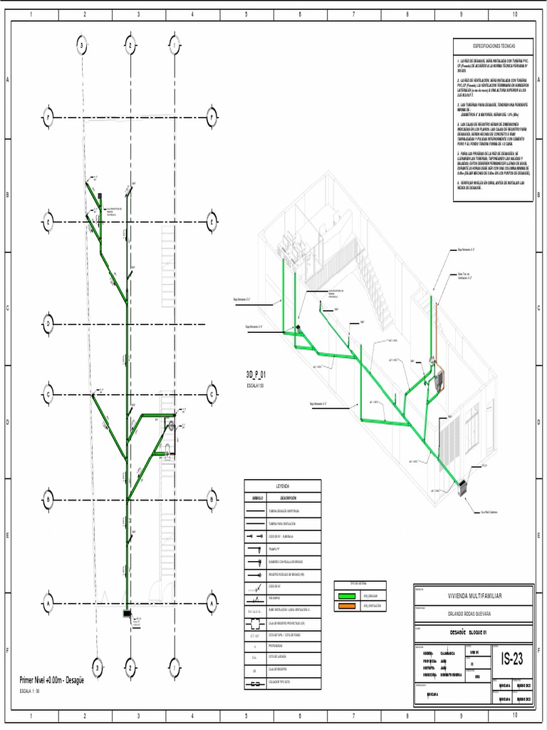 Plano de Instalaciones Sanitarias | PDF | La contaminación del agua | Materiales
