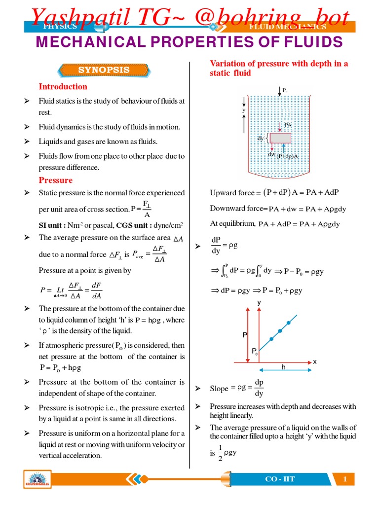 Fluid Mechanics: Pressure & Buoyancy | PDF | Pressure | Buoyancy