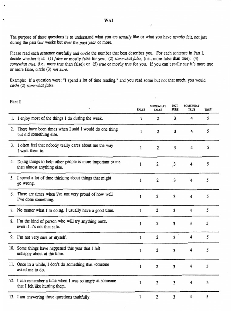 WAI Scoring Manual | PDF