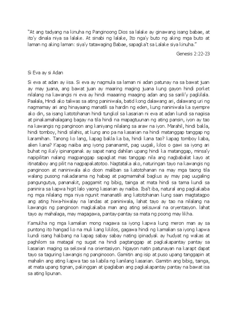 Si Eva Ay Si Adan | PDF