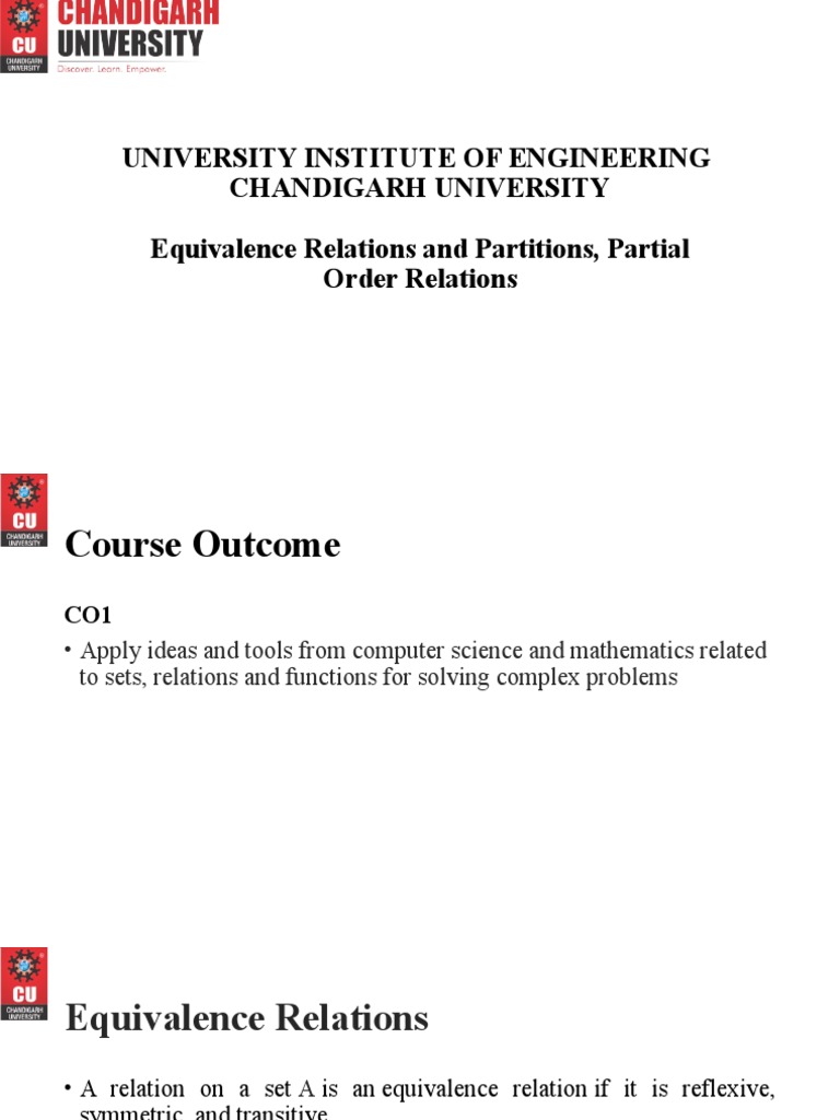 Equivalence Relation, Partition and Partial Order (1.2.2) | PDF ...