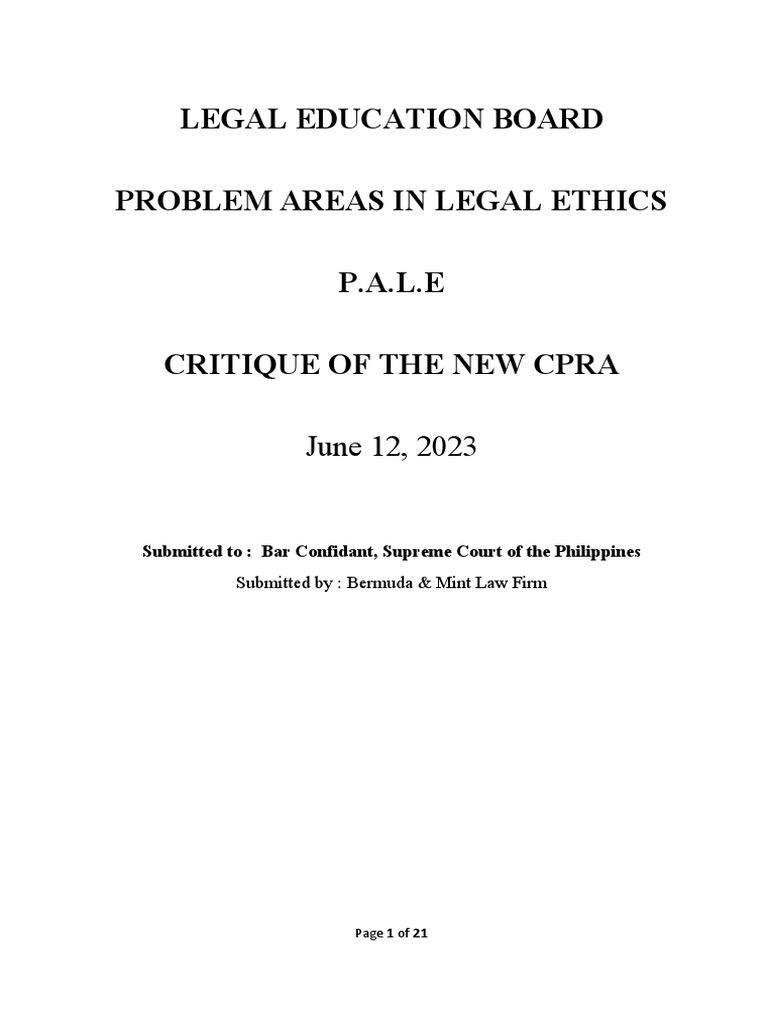 Critique of the New CPRA in Legal Ethics | PDF | Lawyer | Marriage