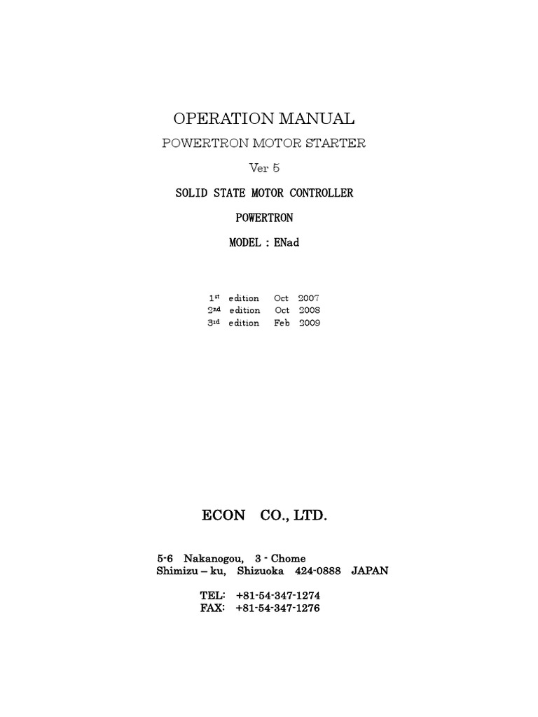 Powertron Manual | PDF | Electric Motor | Power Supply