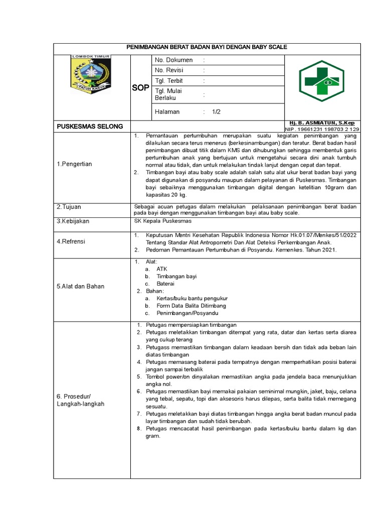 3 Penimbangan Berat Badan Bayi Dengan Baby Scale | PDF