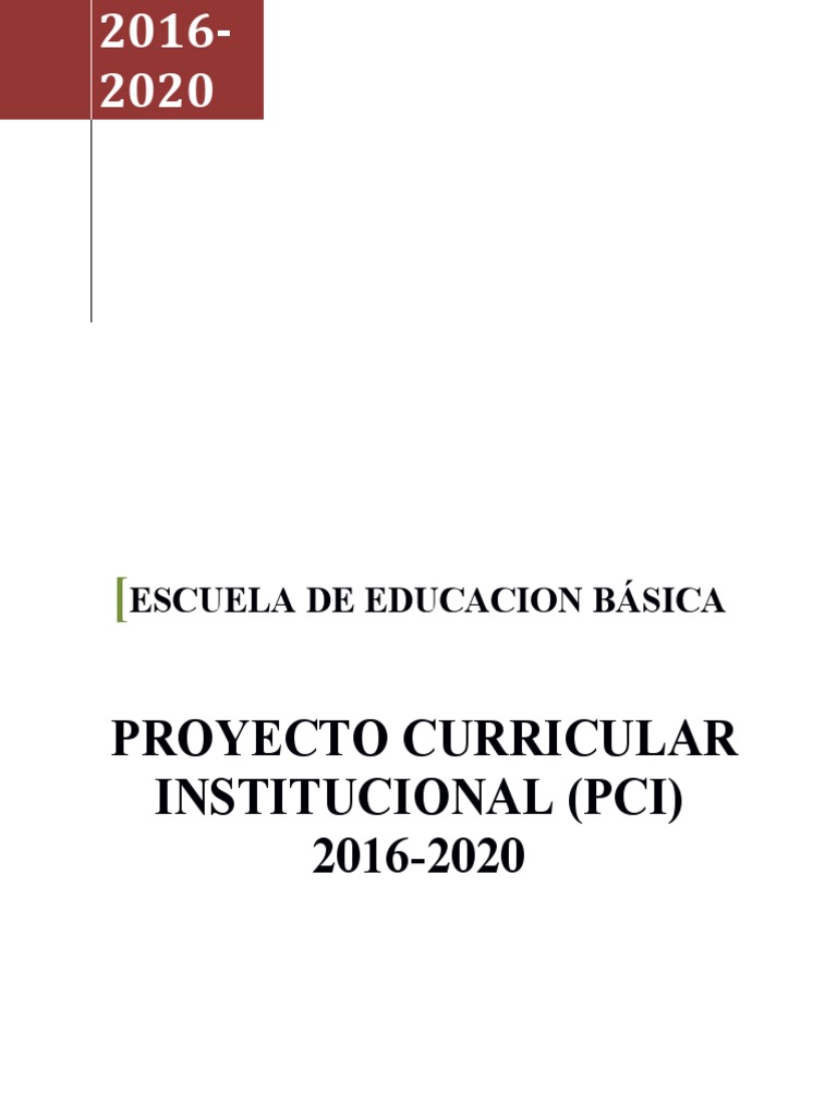 Modelo Completo PCI 2016 - 2020 | PDF | Educación primaria | Educación de la primera infancia
