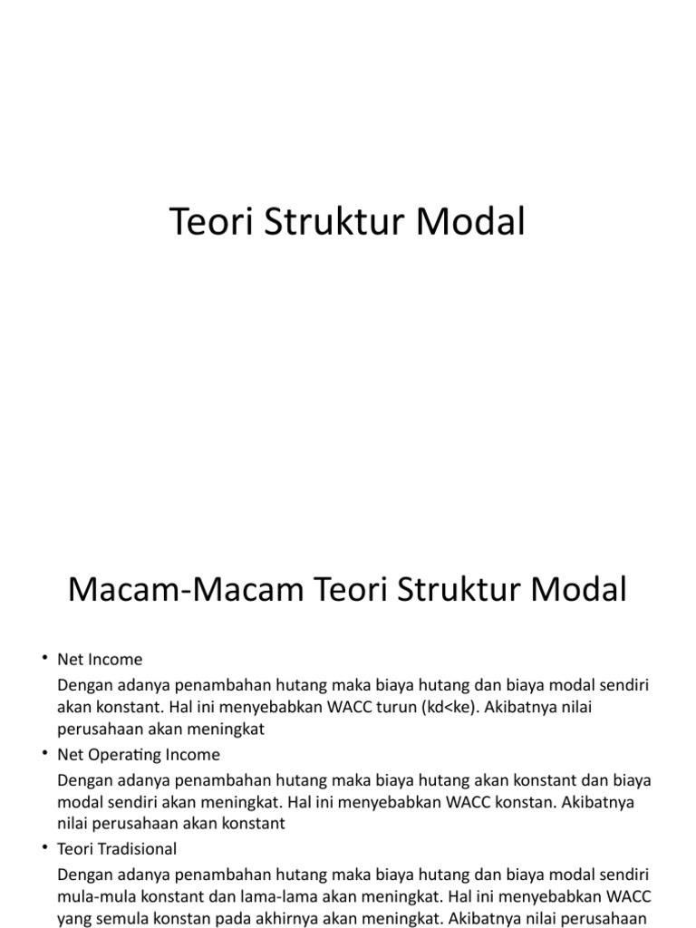 Teori Struktur Modal | PDF | Bisnis