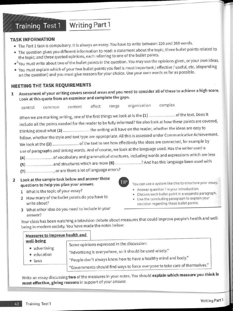 Training Exam #1 - Writing | PDF