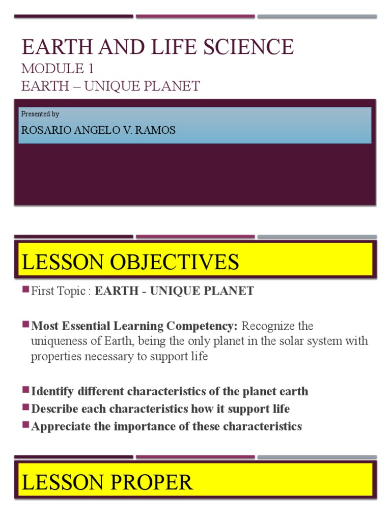 Lesson 1 Characteristics of The Planet Earth | PDF | Travel | Science ...