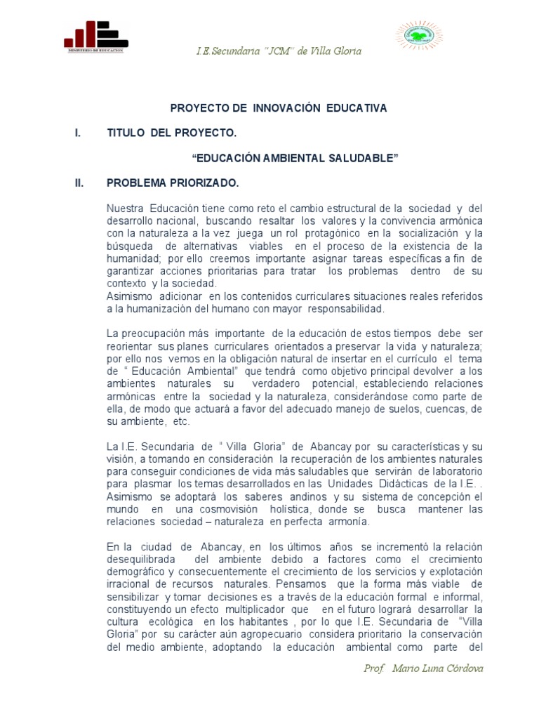 Proyecto Educación Ambiental 2009 | PDF | Plan de estudios | Maestros