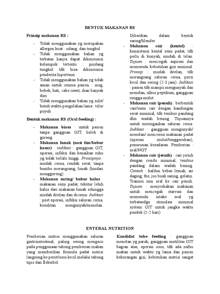 Bentuk Makanan RS | PDF