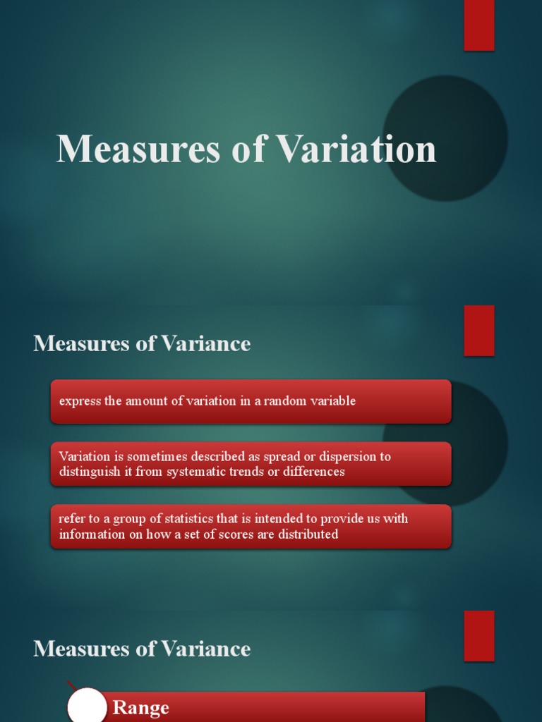 Measures of Variation | PDF | Standard Deviation | Variance Measures of Variation | PDF | Standard Deviation | Variance
