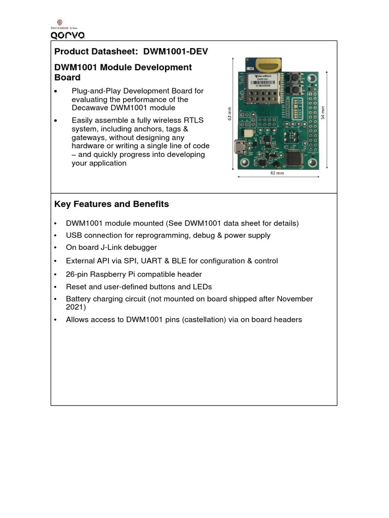 DWM1001-DEV Data Sheet | PDF | Computer Engineering | Computing