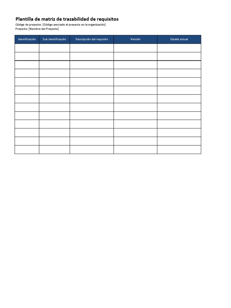 Plantilla de Matriz de Trazabilidad de Requisitos | PDF