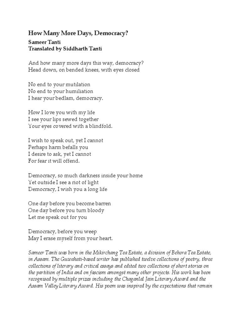 How Many More Days | PDF | Poetry