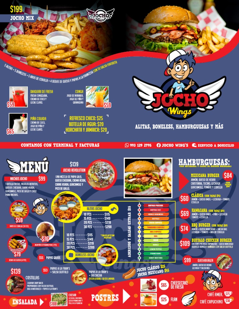 Menú Jocho Wing's | PDF | Comida y bebida | Alimentos preparados