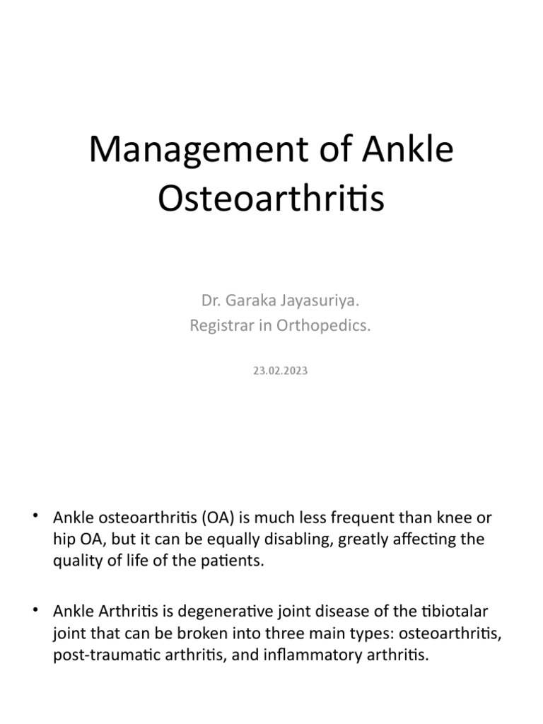 Management of Ankle Osteoarthritis | PDF | Osteoarthritis | Arthritis