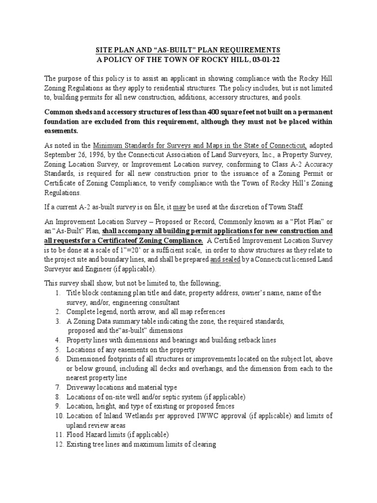 Site Plan and As-Built Plan Requirements | PDF | Surveying | Zoning